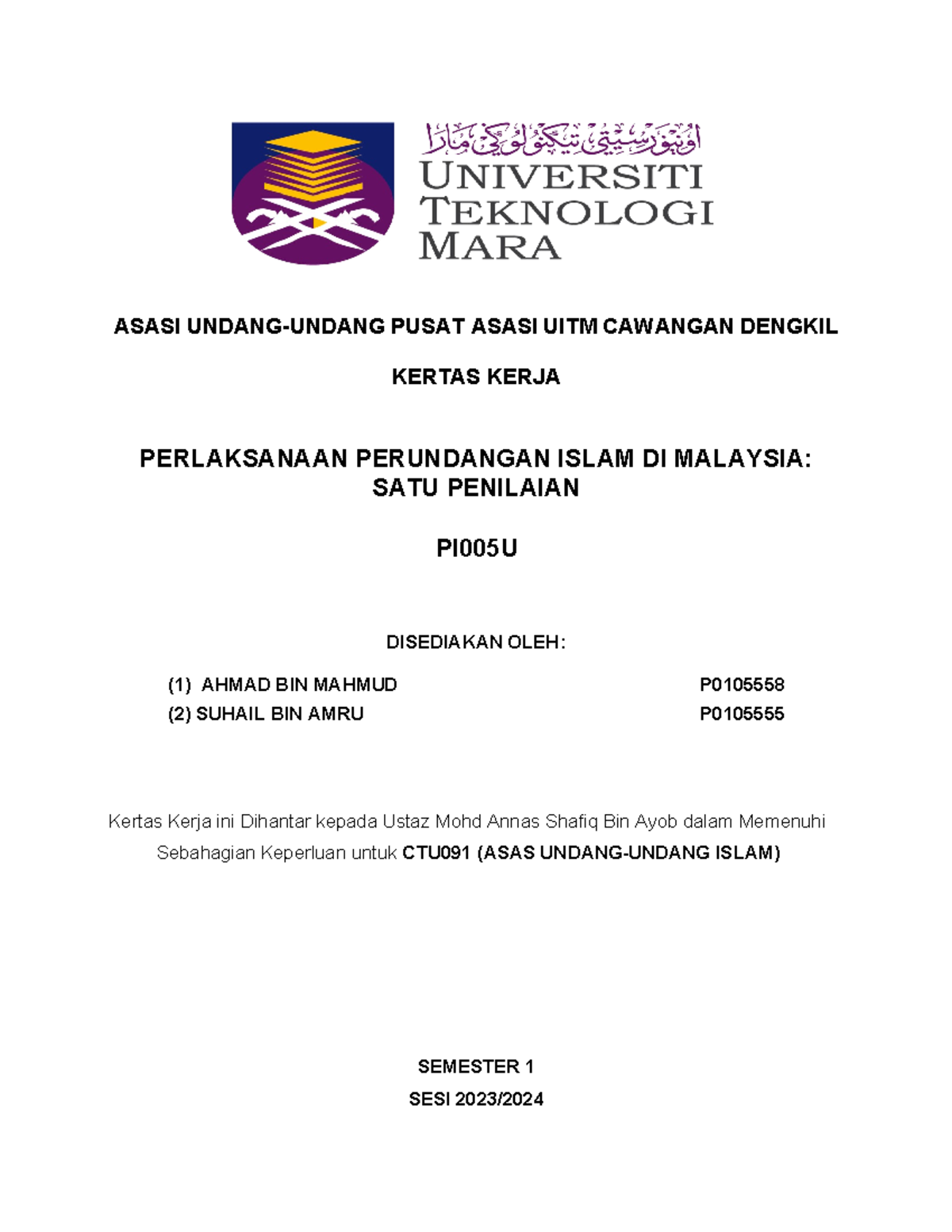 Templates Kertas Kerja ctu contoh - ASASI UNDANG-UNDANG PUSAT ASASI ...