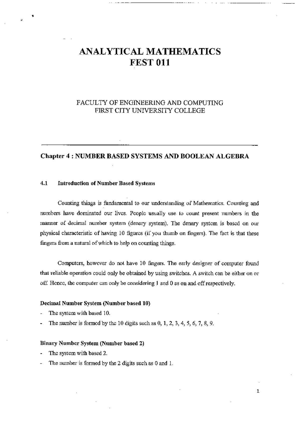 Chapter 4 - Number Based Systems - Analytical Mathematics - Studocu