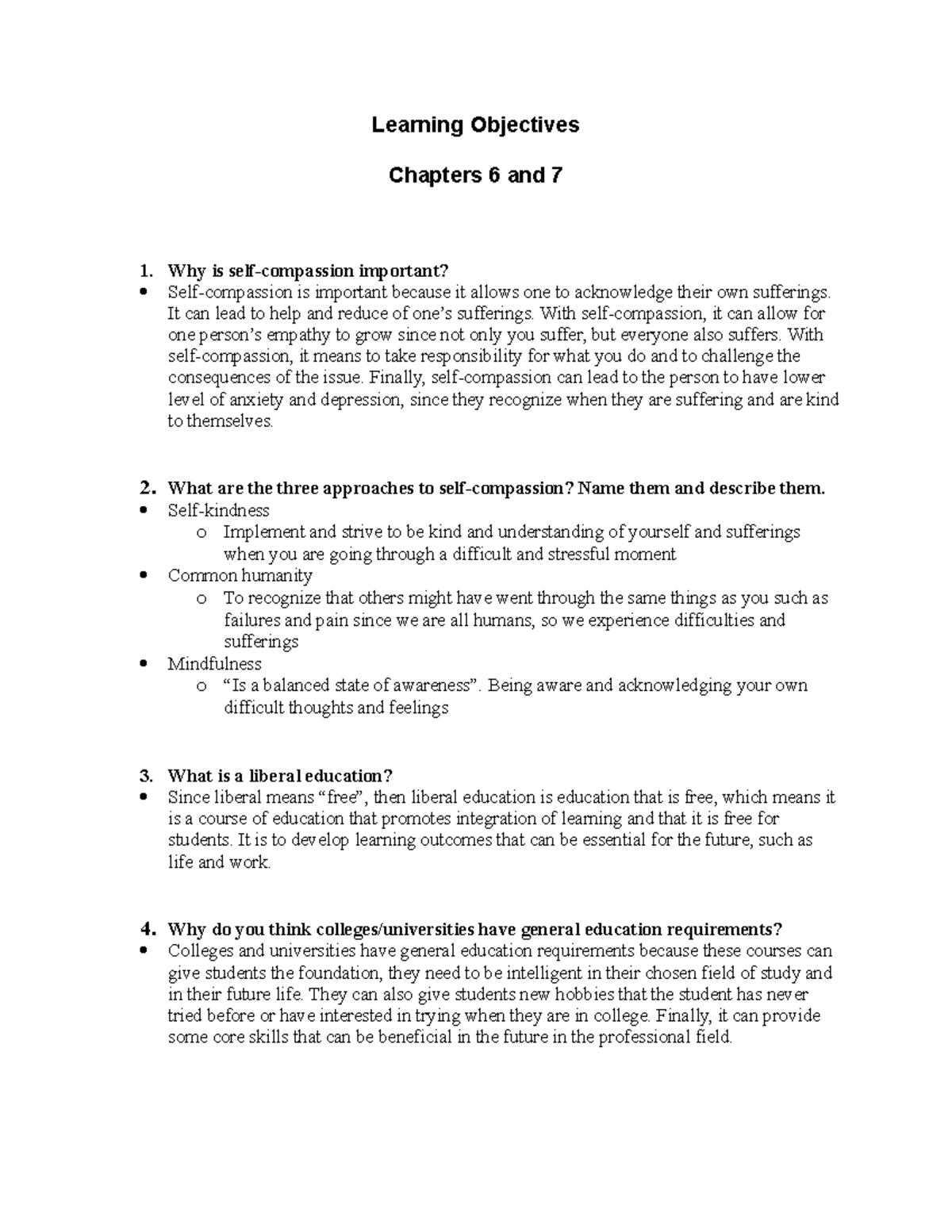 Week 4 Learning Objective F2021 - Learning Objectives Chapters 6 and 7 ...