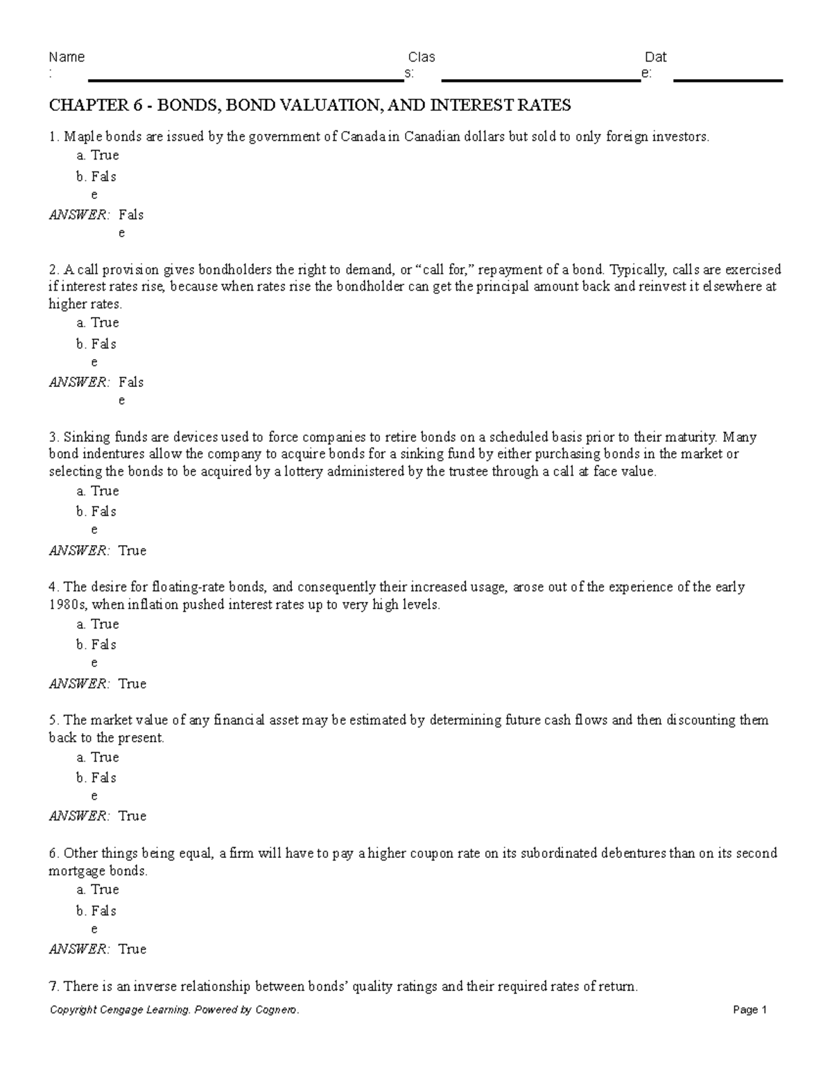 Chapter 6 Bonds - : s: e: CHAPTER 6 - BONDS, BOND VALUATION, AND ...