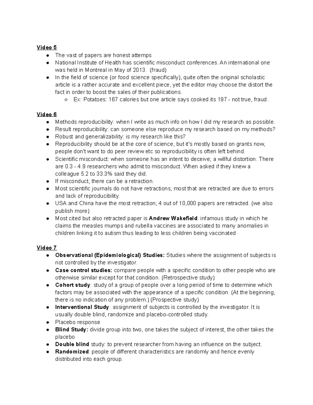 Video 5 - lectures notes - Video 5 The vast of papers are honest ...