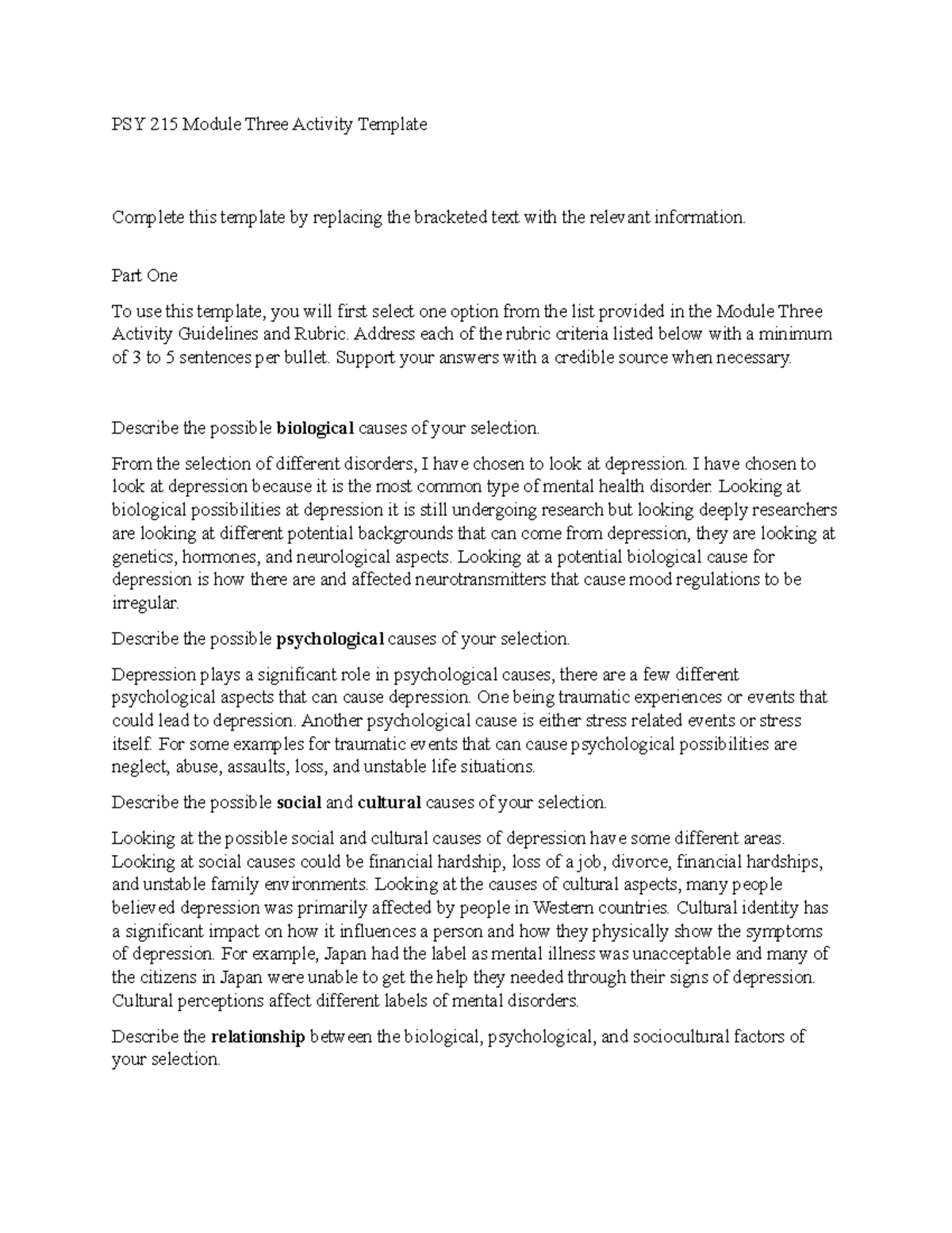 Week 3 psy - do not use word of for word - PSY 215 Module Three ...