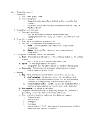 APHu G Chapter 1 Notes - Why Is Geography a science 1. Geography a. Geo ...