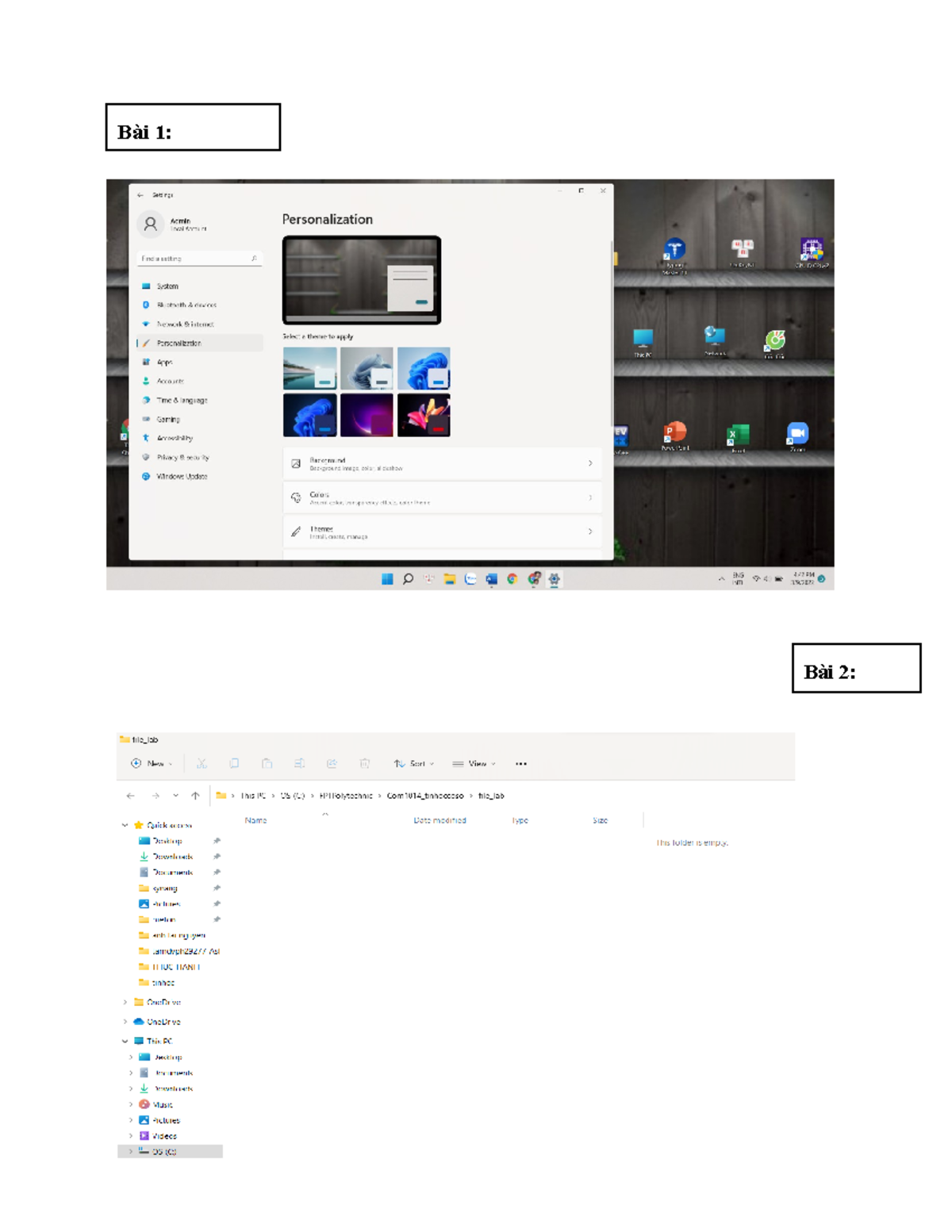 Lab 1 - 1111111111 - Tin học cơ sở - Bài 1: Bài 2: - Studocu