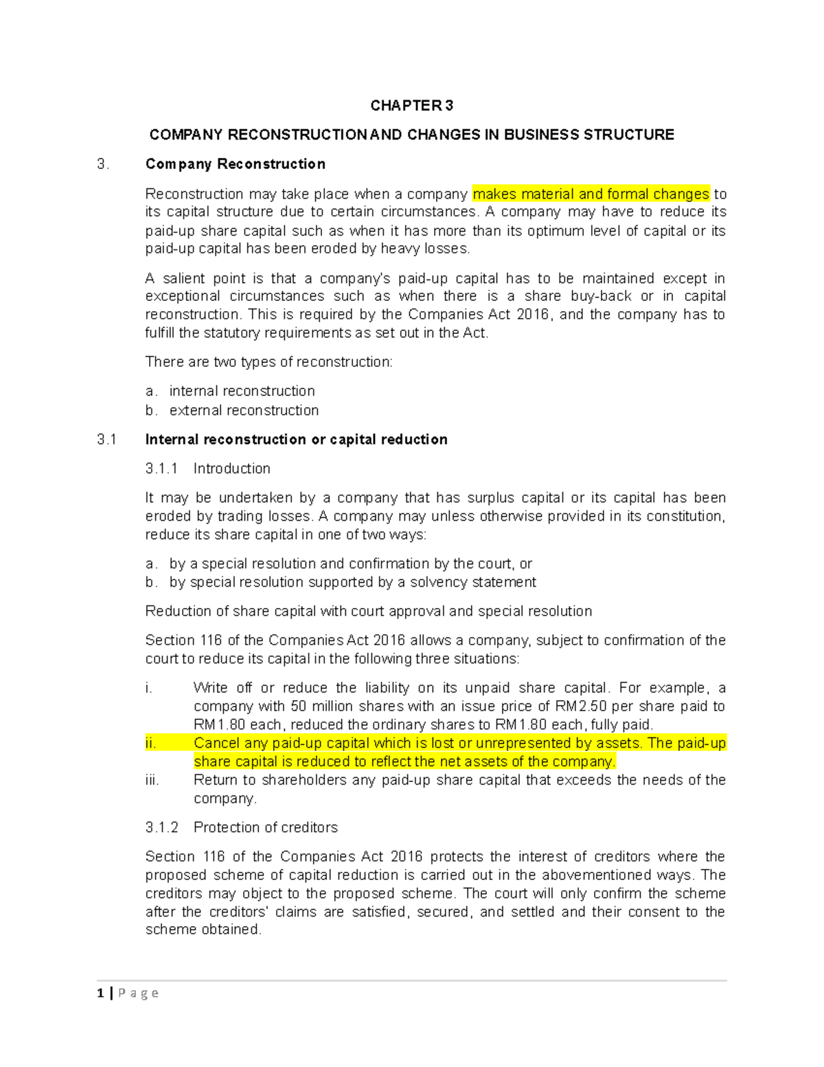 3 Capital reduction and changes in business structure - CHAPTER 3 ...