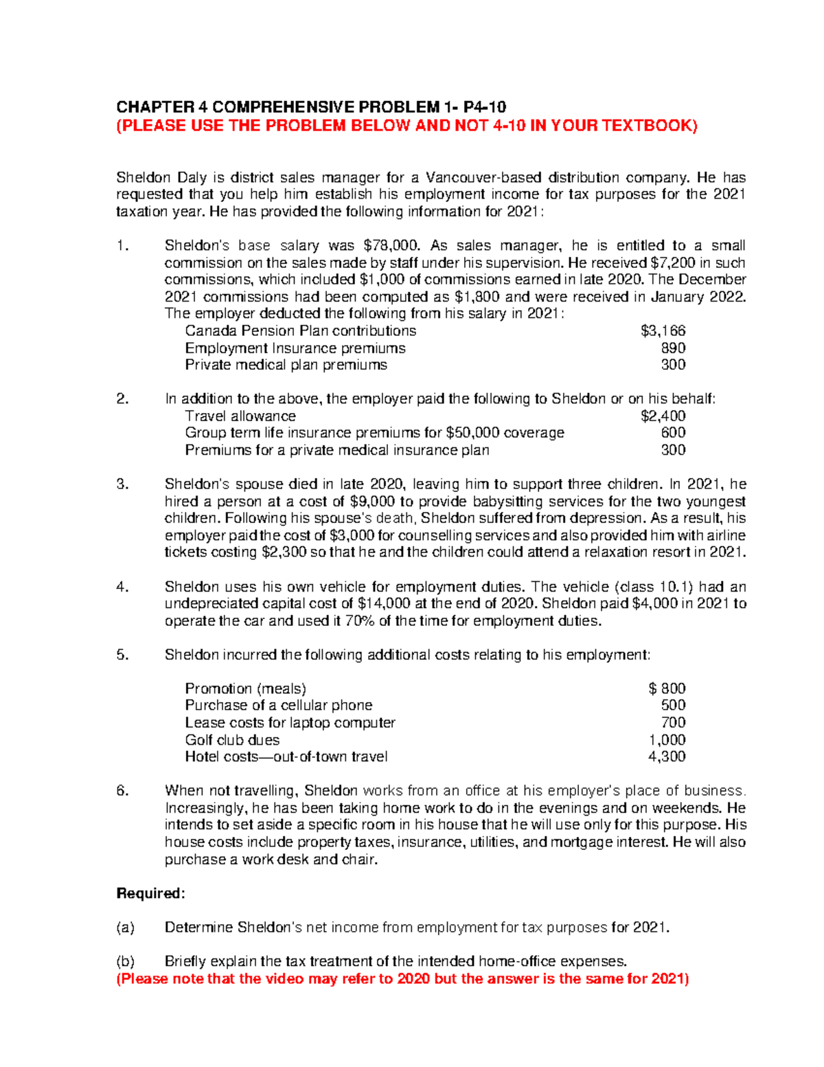 Chapter 4 Comprehensive Problem 1 textbook Question and Solution - Busi 6120 - Memorial ...