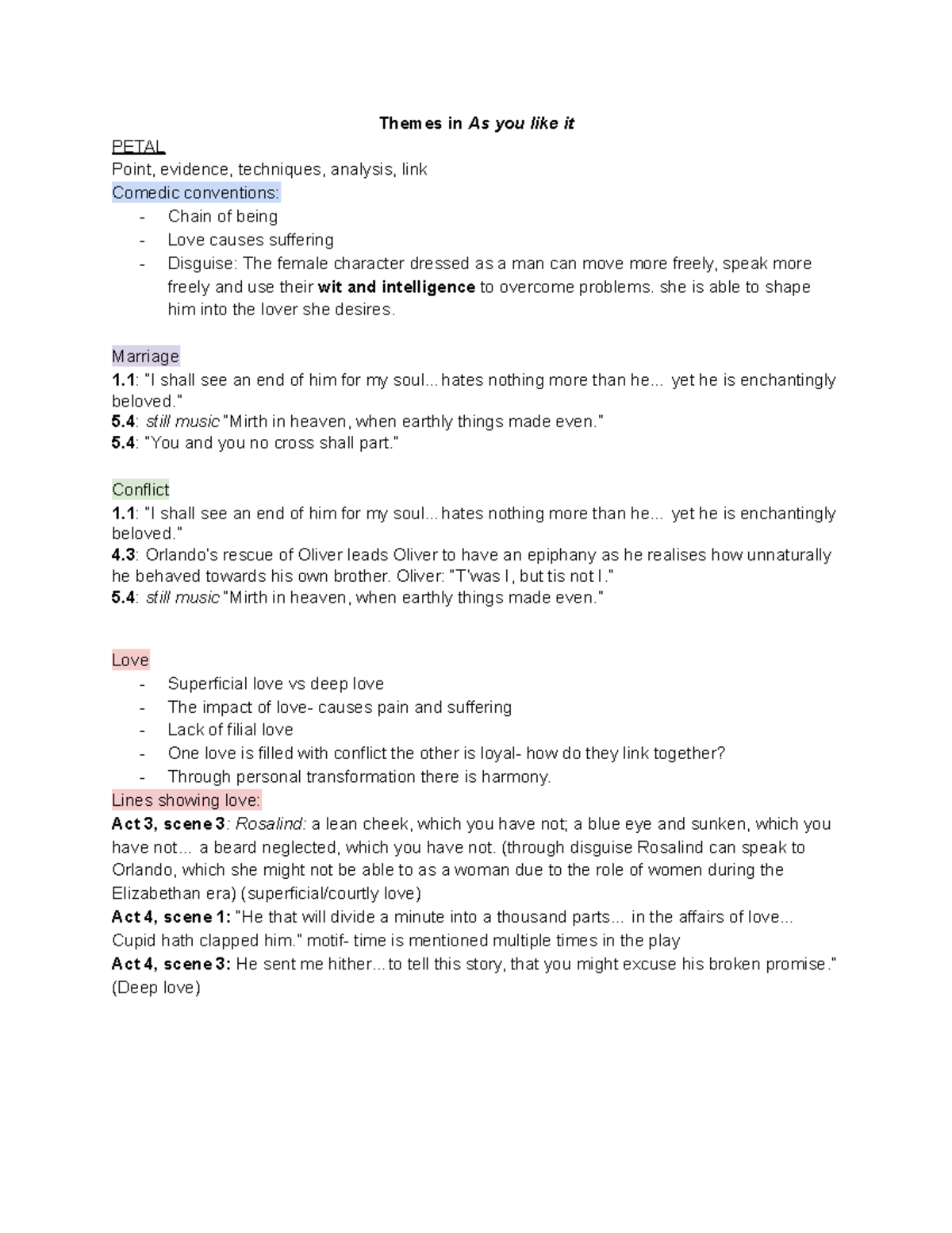 Shakespeare themes - english - Themes in As you like it PETAL Point ...