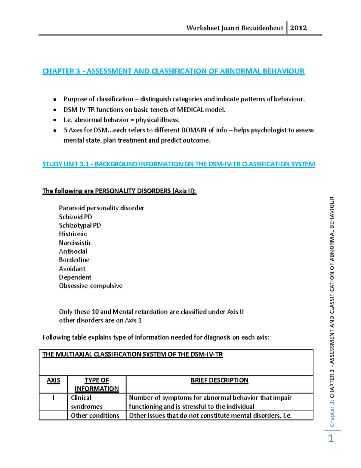 PYC3702 Chapter 3 - Worksheet Juanri Bezuidenhout 2012 CHAPTER 3 ...
