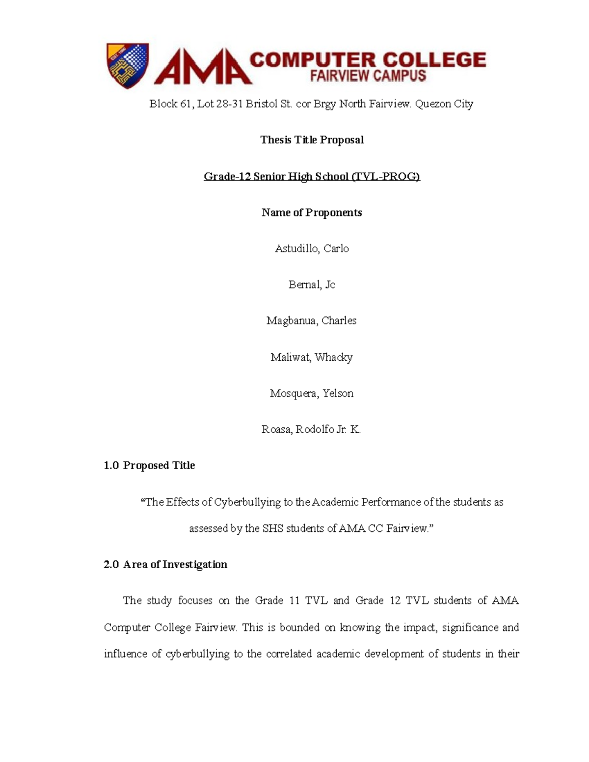 Thesis Title Proposal and Chapter 1 Defense (2-02-2020) - Block 61, Lot ...