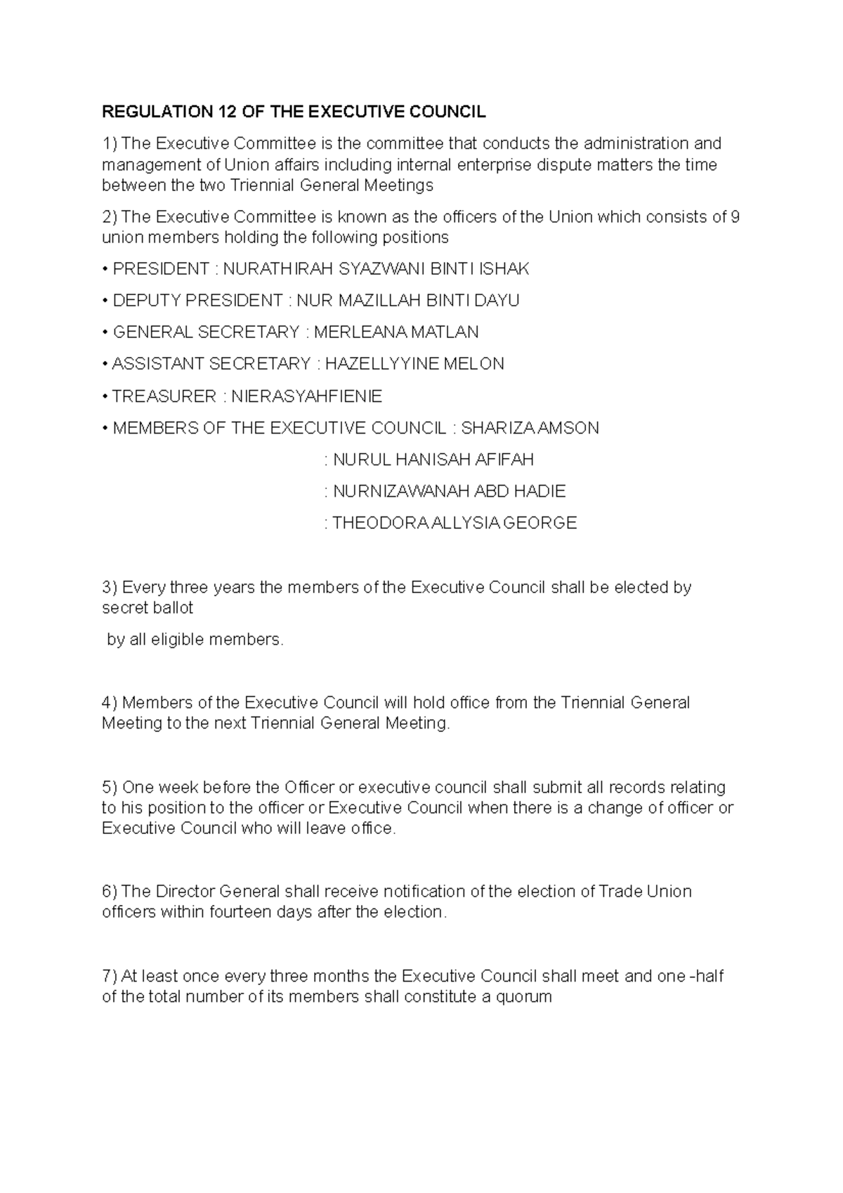 Assignment Rules TU - REGULATION 12 OF THE EXECUTIVE COUNCIL The ...