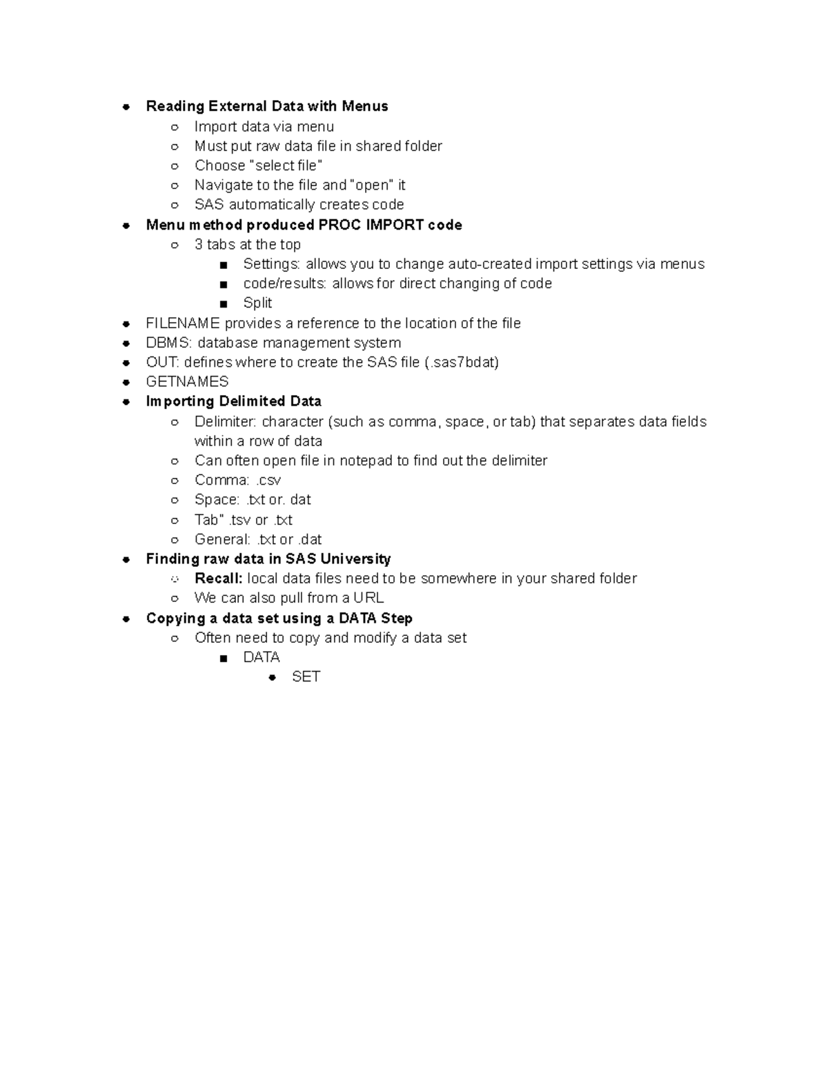 Lesson 3 - Reading External Data with Menus Import data via menu Must ...