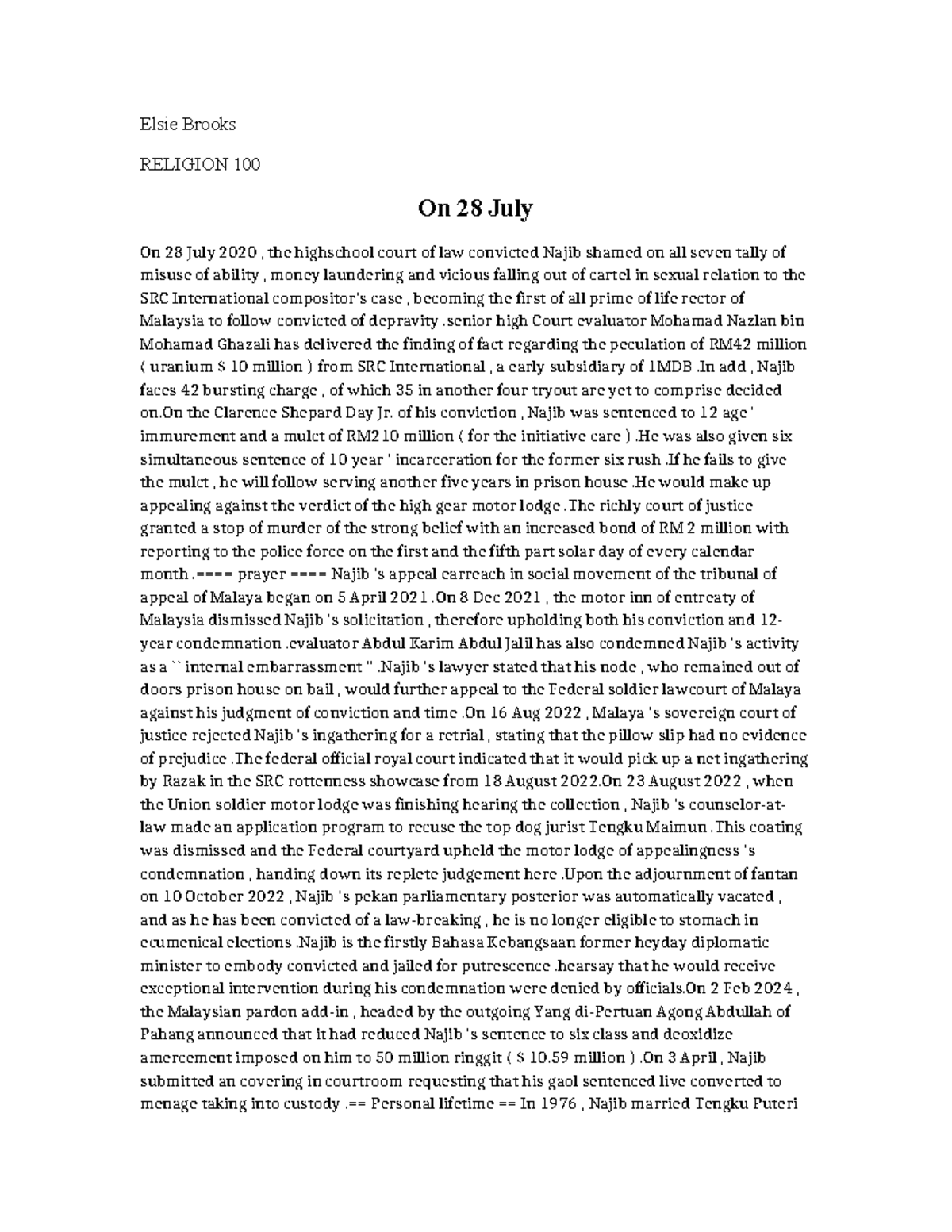 On 28 July - Apuntes del curso - Elsie Brooks RELIGION 100 On 28 July ...