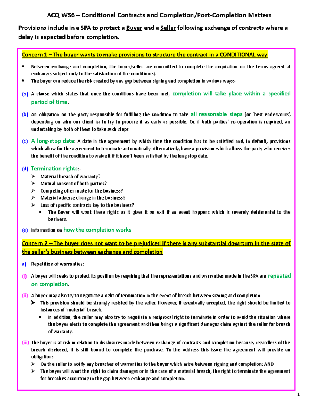 ACQ WS6 - Consolidation - ACQ WS6 – Conditional Contracts and ...