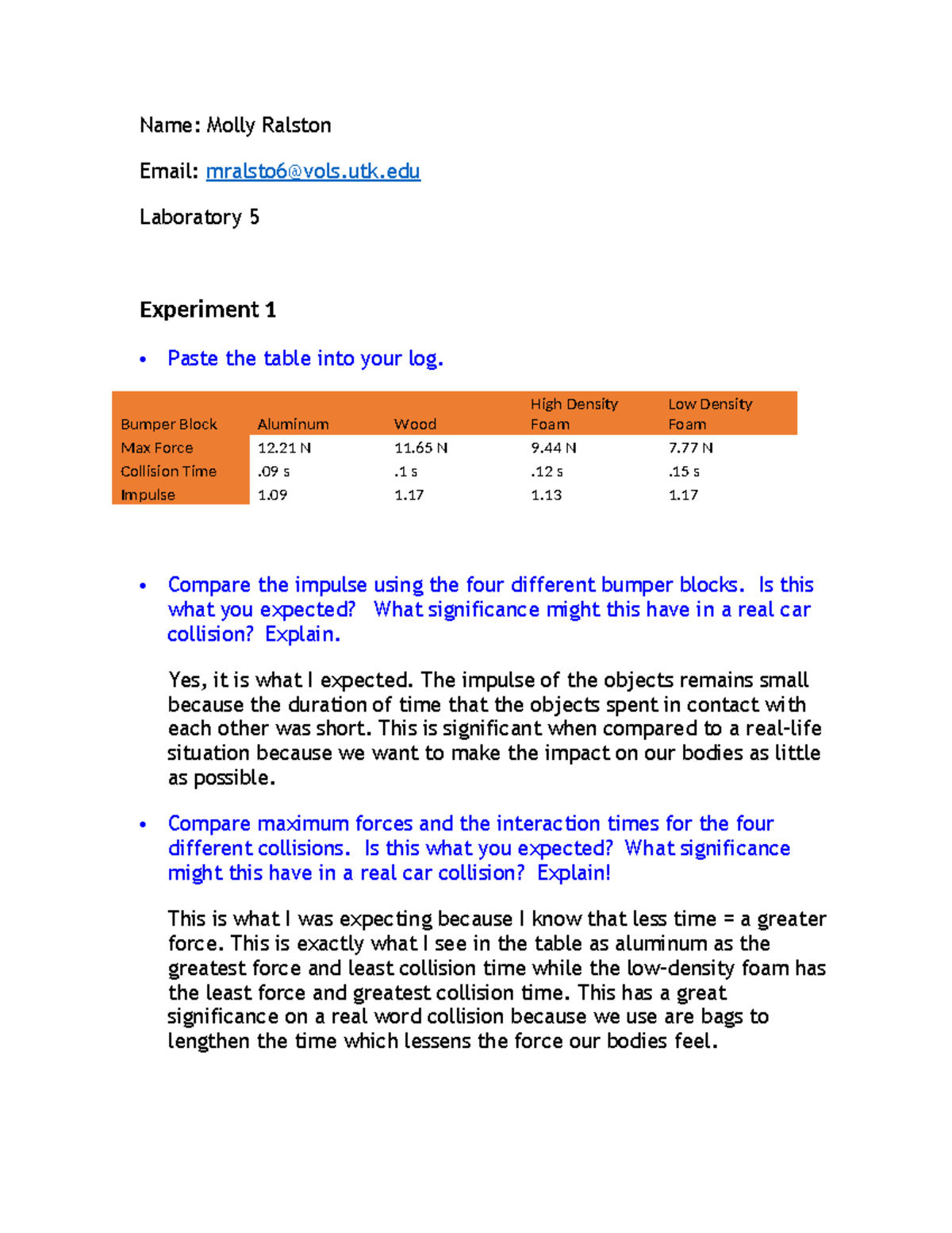 Lab 5 PHYS 221 - Lab Report - Name: Molly Ralston Email: mralsto6@vols ...