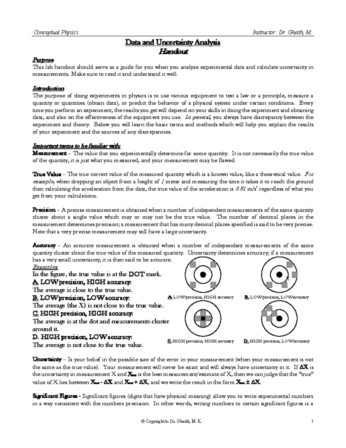 Data and Uncertainty Analysis Handout - Data and Uncertainty Analysis ...