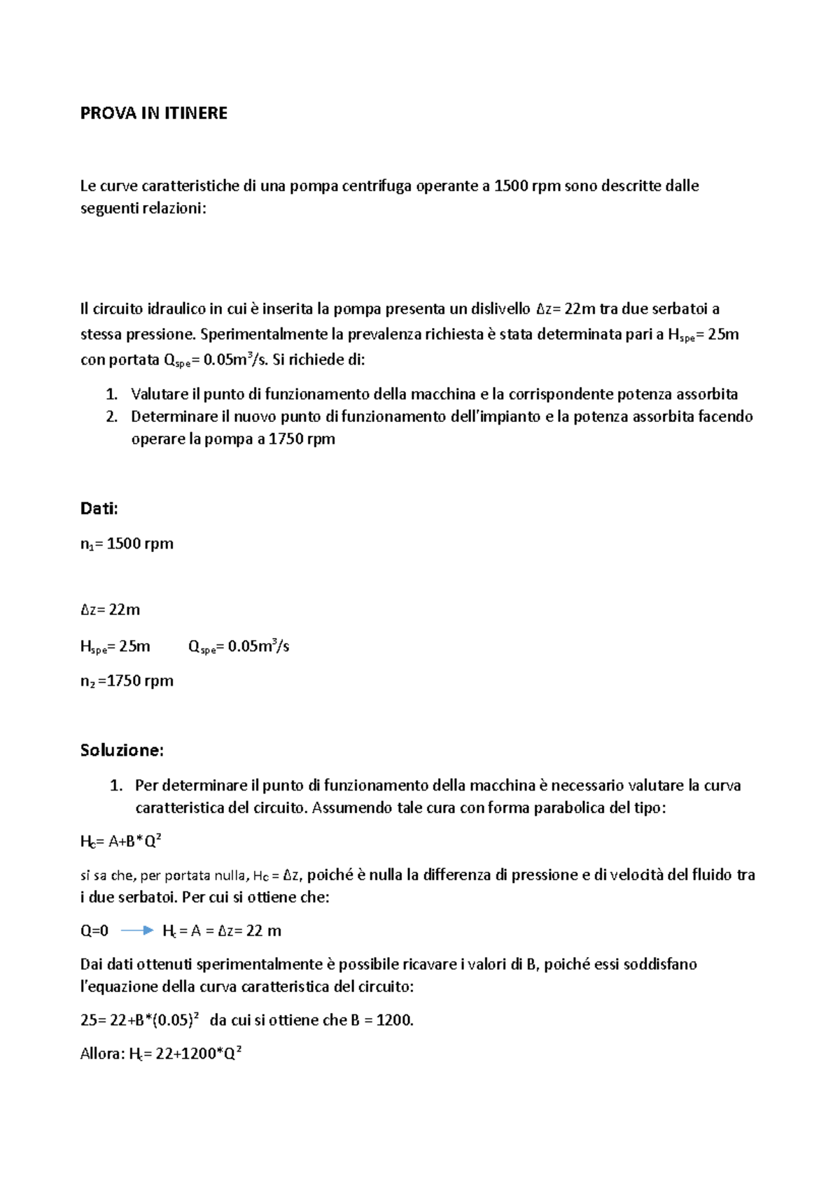 Prova IN Itinere macchine e sistemi energetici - PROVA IN ITINERE Le ...