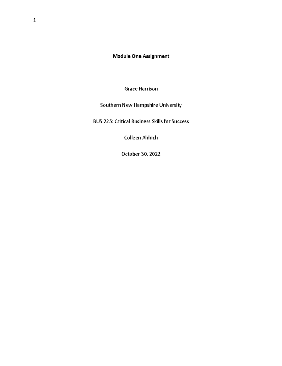 BUS225 Module One Assignment - Module One Assignment Grace Harrison ...
