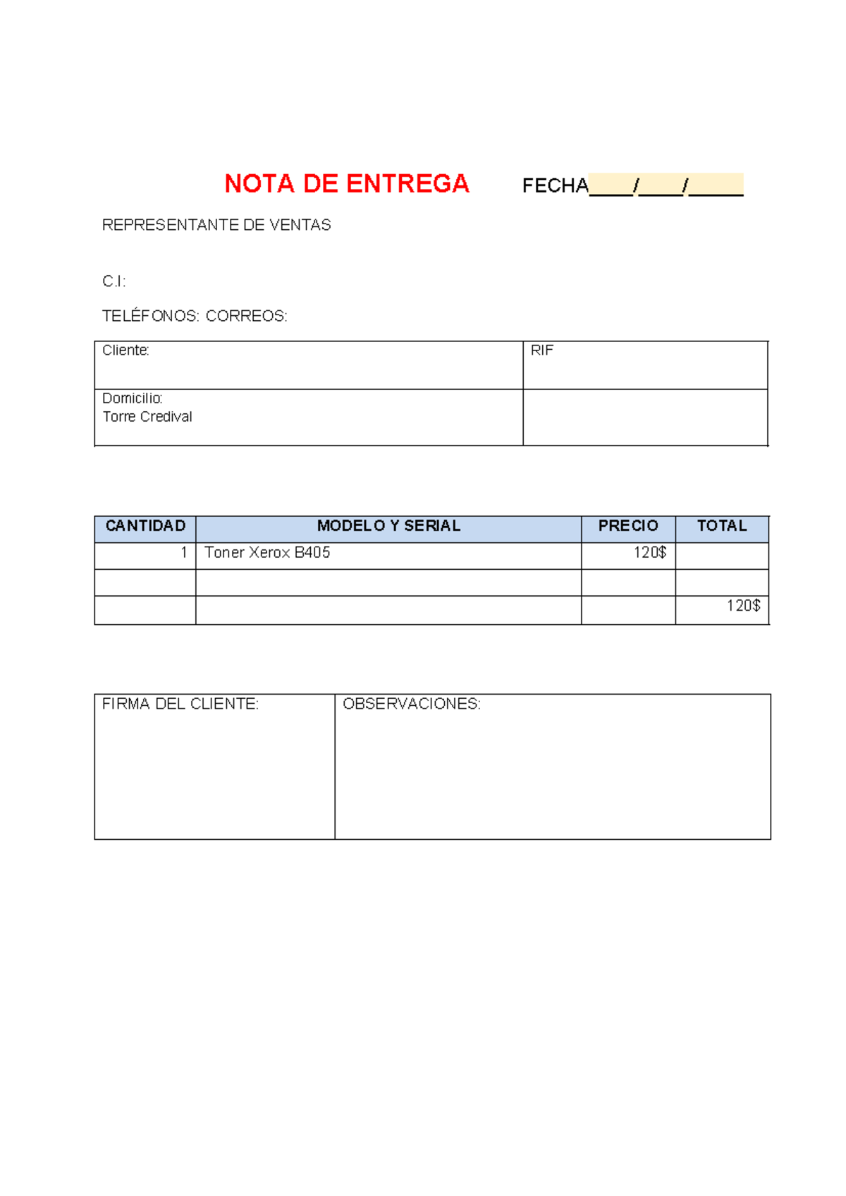 Modelo nota de entregas 2024 - Formación Gerencial - NOTA DE ENTREGA ...