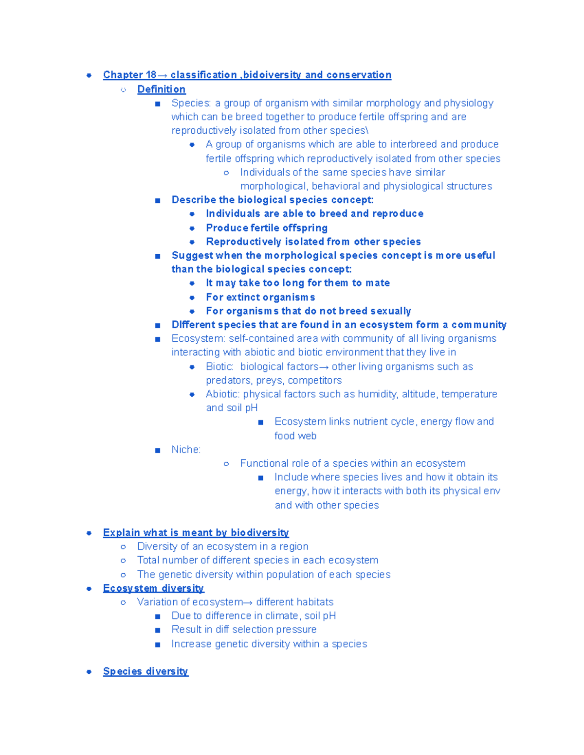 Chapter 18 - classification, biodiversity and conservation - Chapter 18 ...
