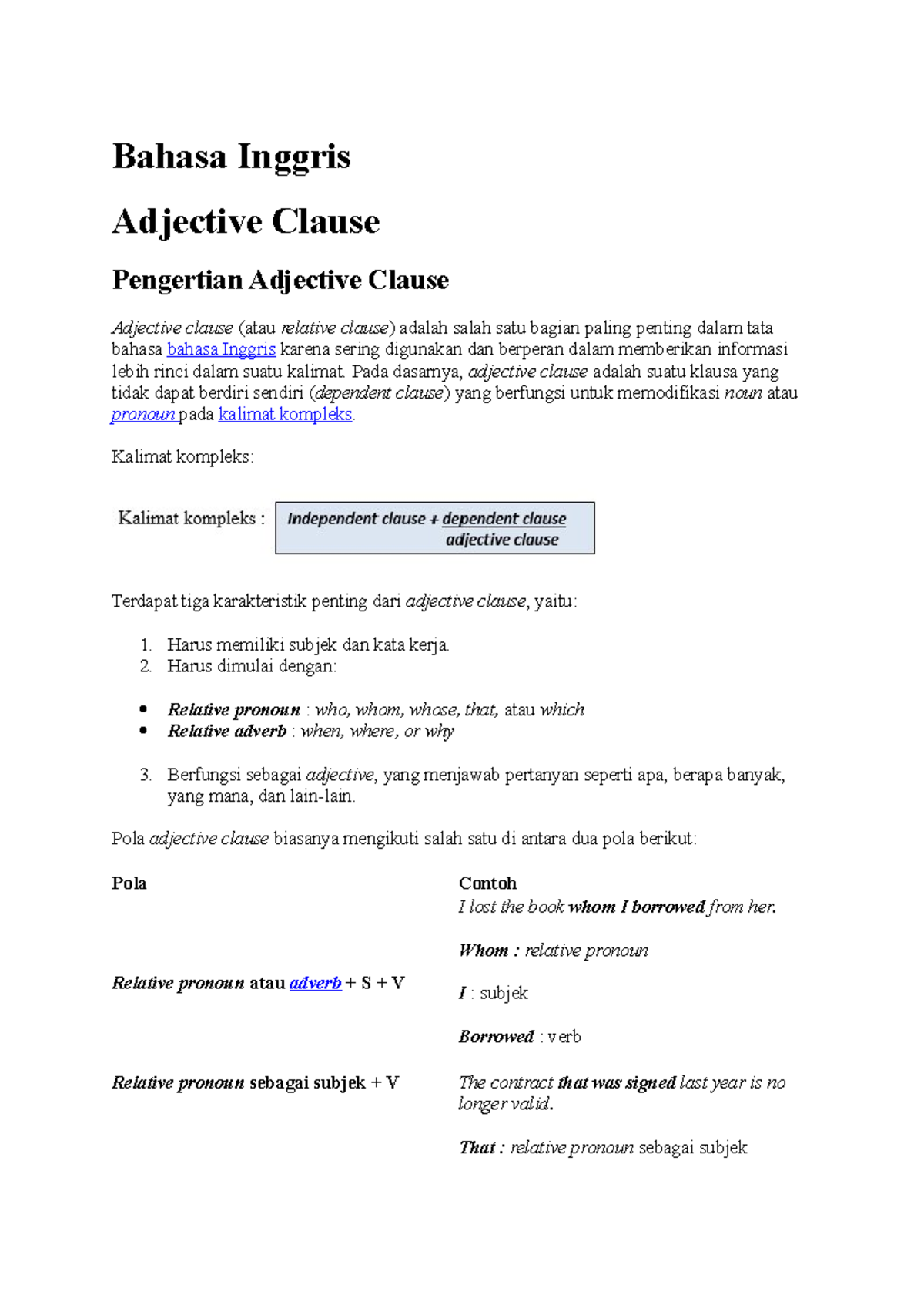 Intermediate English Structure - Adjective Clause - Bahasa Inggris ...