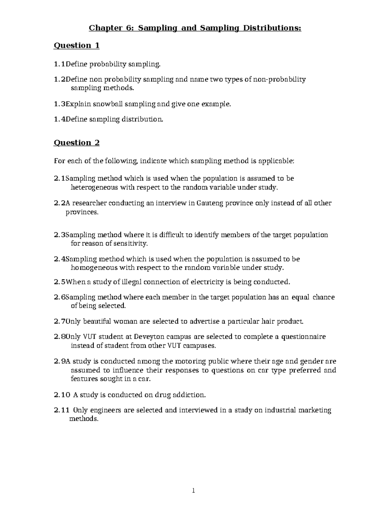 Chapter 6 - Tutorial Guide Exercises - Chapter 6: Sampling and Sampling Distributions: Question ...