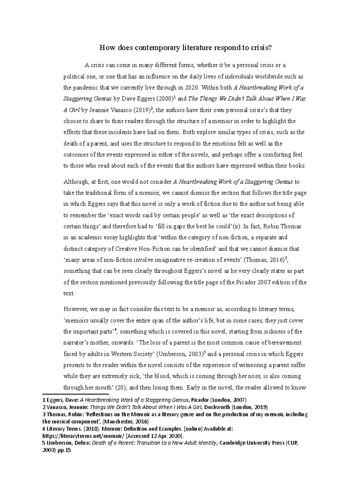 How does contemporary literature respond to crisis - Within both A ...