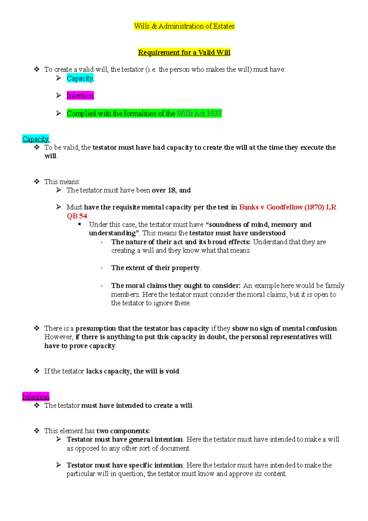 1. Requirement for a Valid Will - Wills & Administration of Estates ...