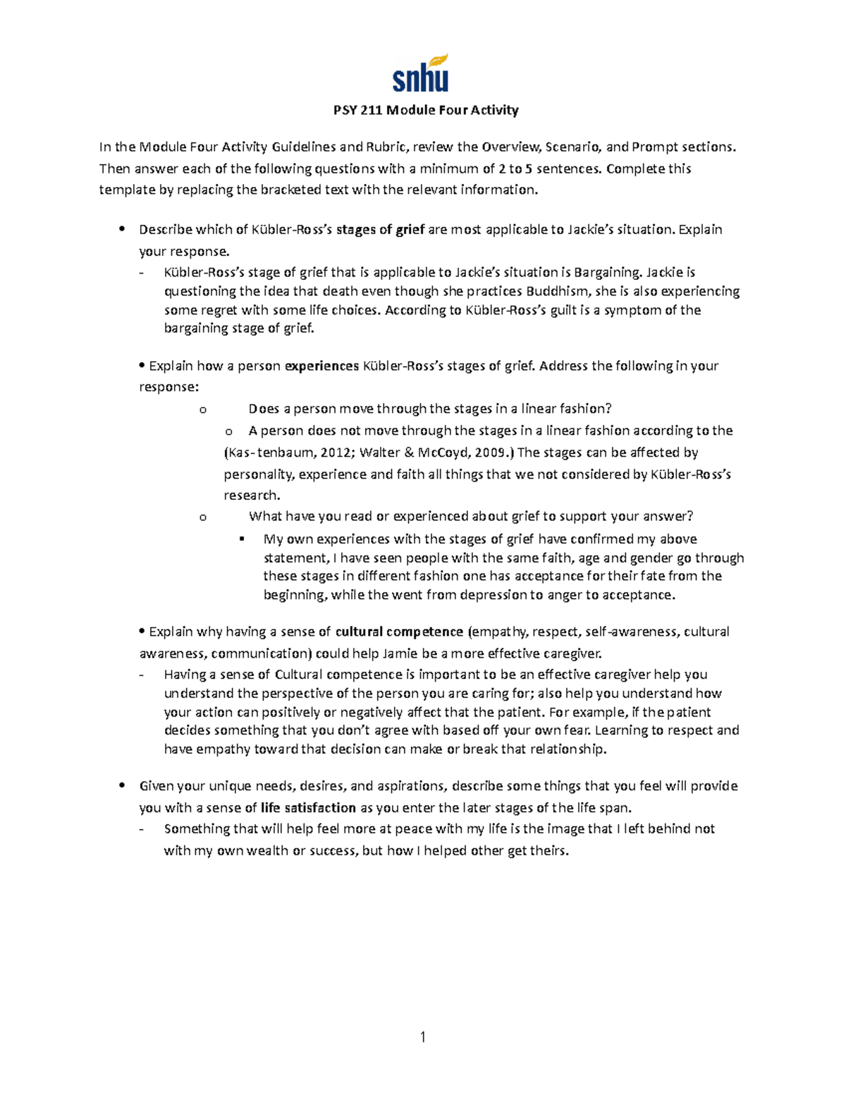 PSY 211 Module Four - PSY 211 General - PSY 211 Module Four Activity In ...