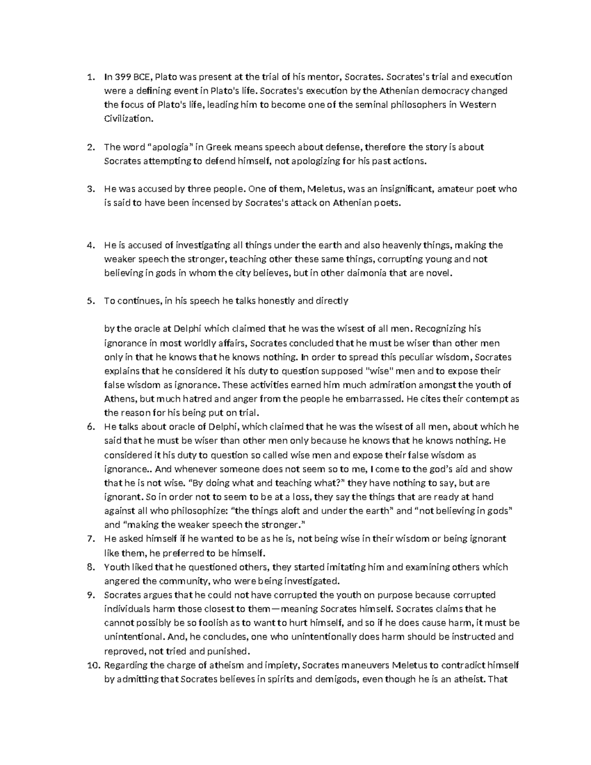 Platos apology - In 399 BCE, Plato was present at the trial of his ...