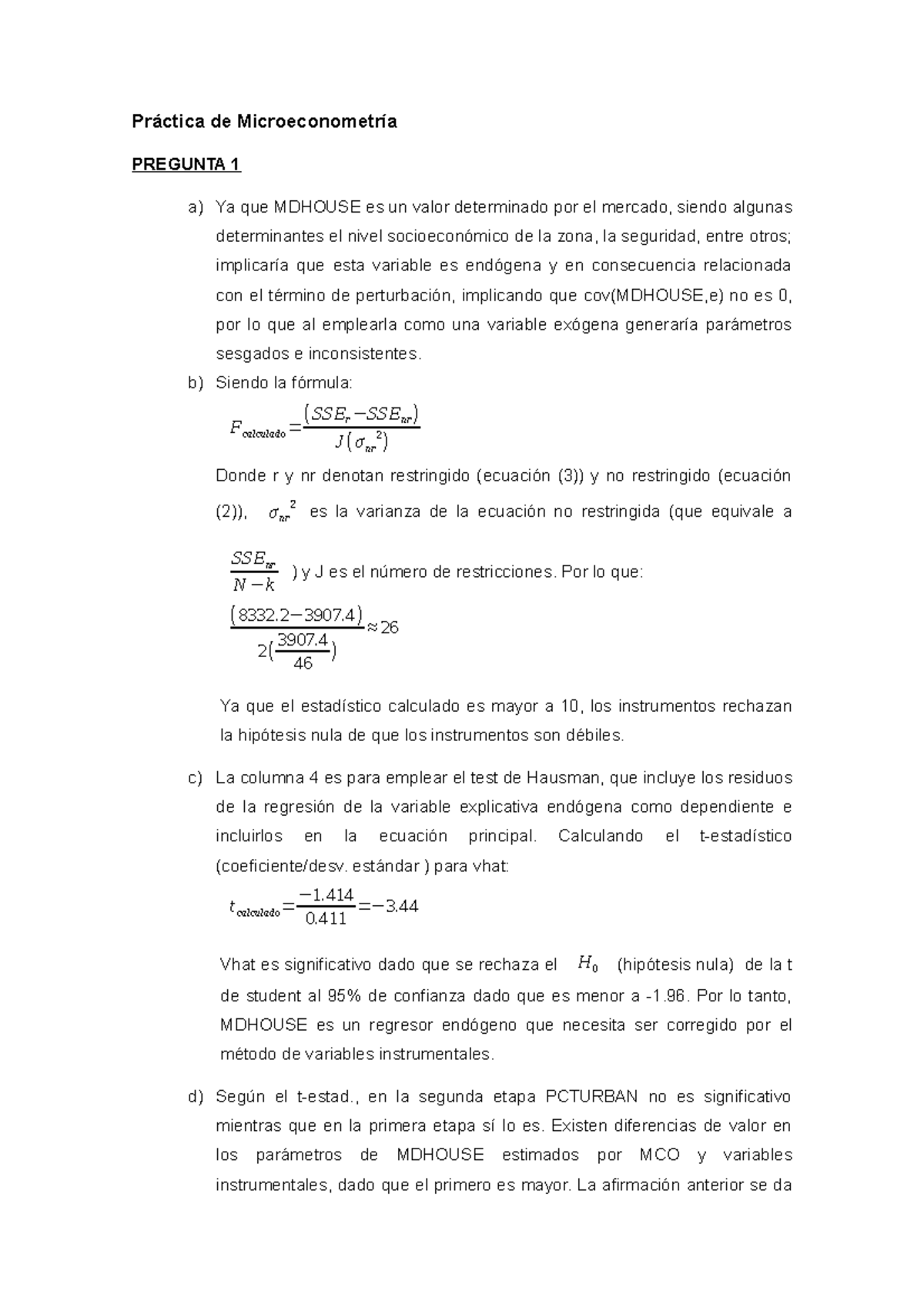 Microeconometria - Trabajo - Práctica de Microeconometría PREGUNTA 1 a ...