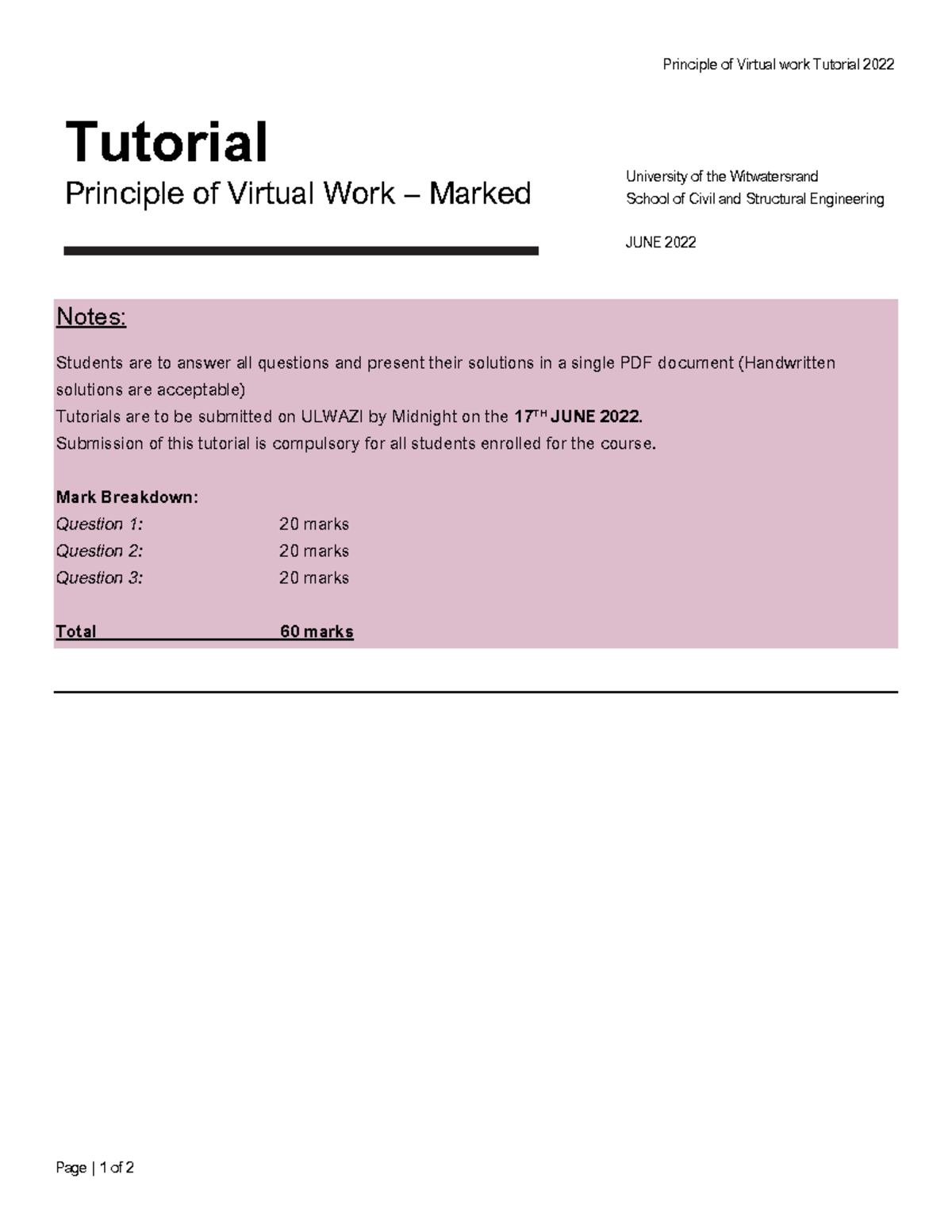 Tutorial - Principle of Virtual Work Actual - Tutorial Principle of ...