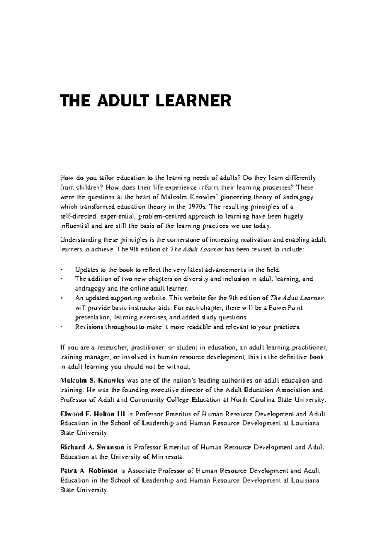 9780429299612 previewpdf - THE ADULT LEARNER How do you tailor ...