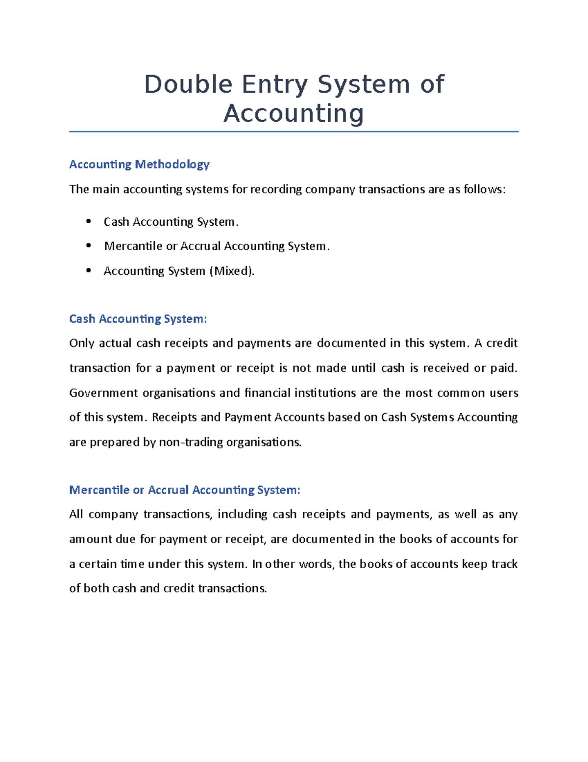 Double Entry System of Accounting - Double Entry System of Accounting ...