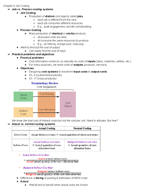 Cost Acc. Chapters 1&2 - Chapter 1& BASIC CONCEPTS Cost Object Something we want to know - Studocu