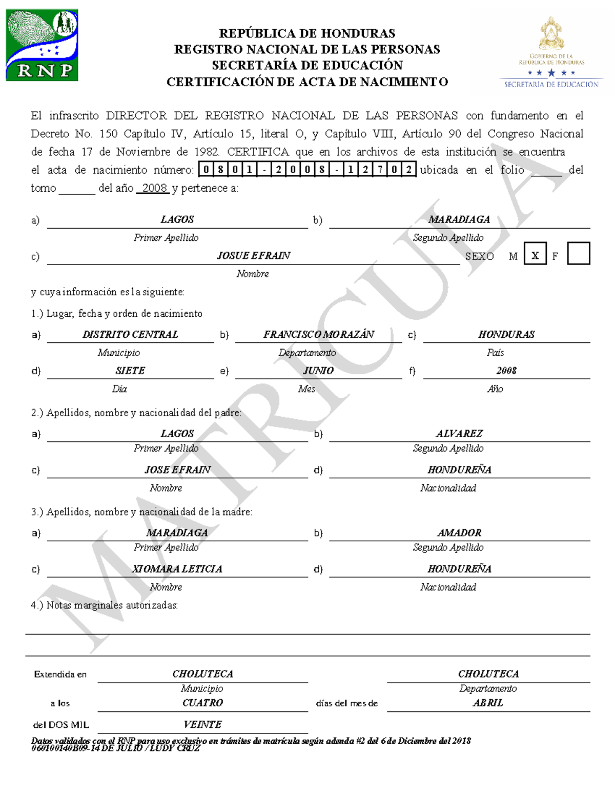 08012008 12702 - Jjjjj - MATRICULA REPÚBLICA DE HONDURAS REGISTRO ...