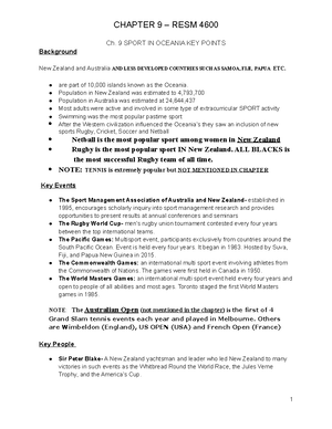 Chapter 7 Keypoints - CHAPTER 7 – RESM 4600 Sports in Africa (CH 7) KEY POINTS Cowboys Key ...