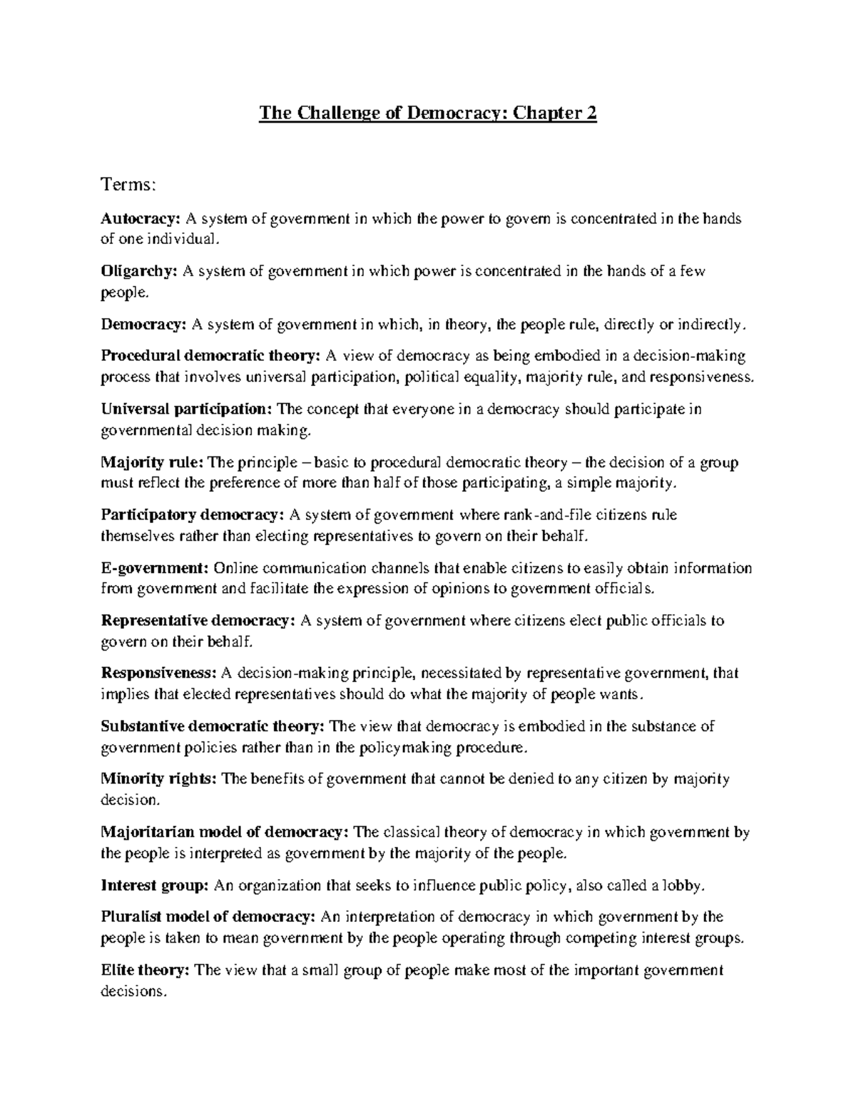 Challenge of Democracy ch. 2 - The Challenge of Democracy: Chapter 2 ...