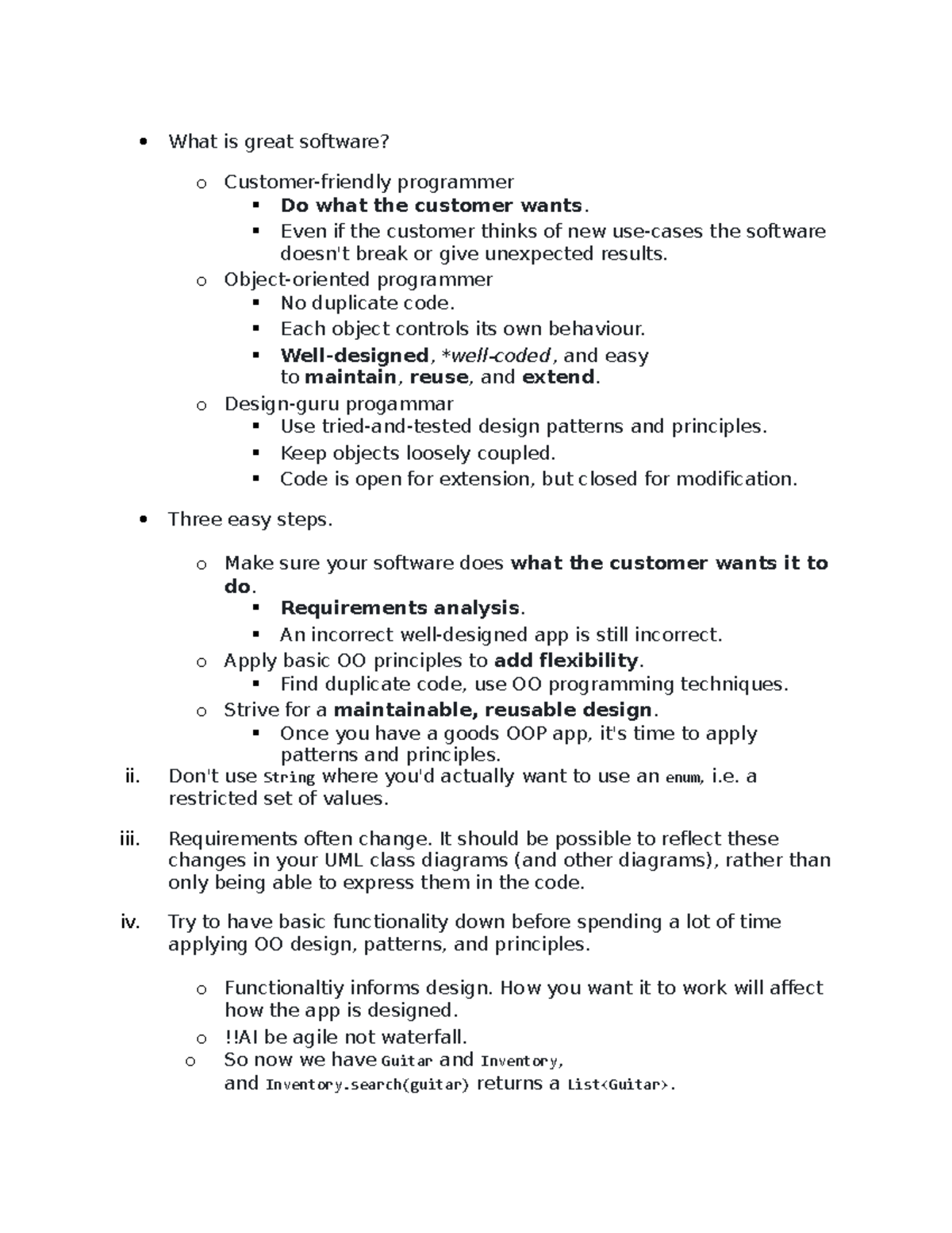 Great software begins here - What is great software? o Customer ...