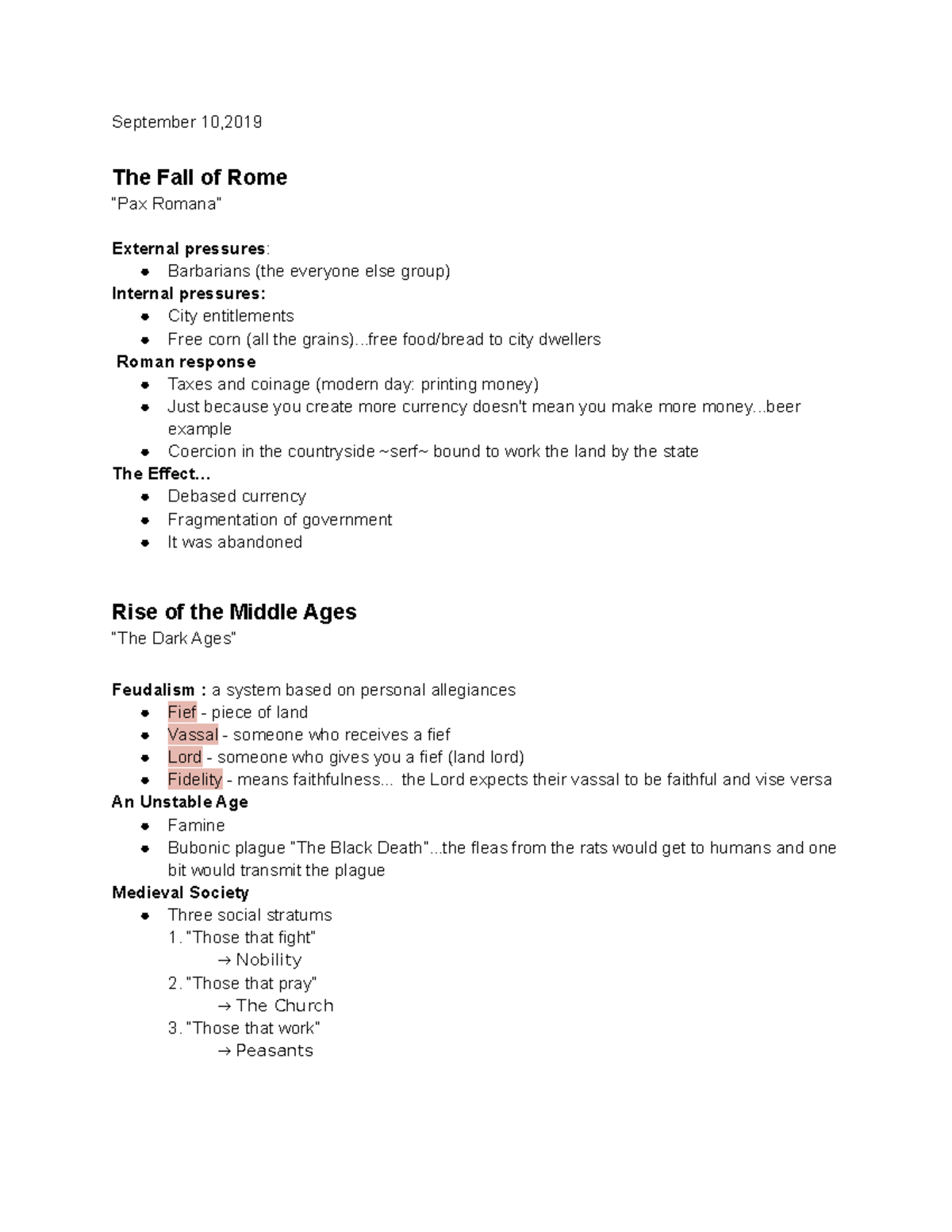 The Fall of Rome - Fall of rome lecture materials - September 10, The ...