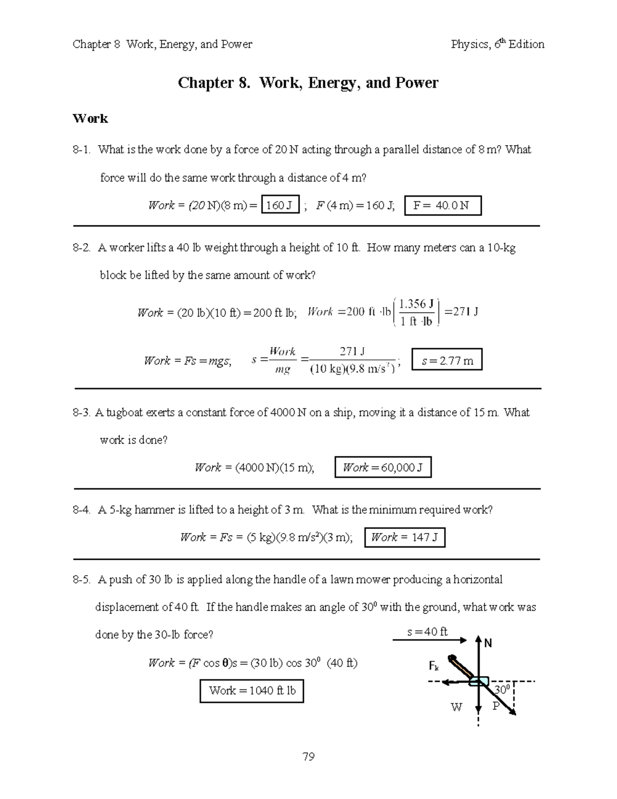 Chapter 8 Work Energy and Power - Chapter 8. Work, Energy, and Power ...