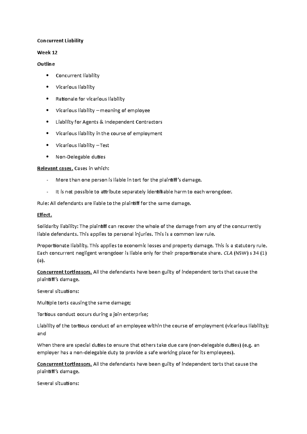 Week 12 - Lecture notes 12 - LAWS104 - MQ - Studocu