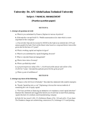 Supply chain management practice question paper - University: Dr. APJ ...