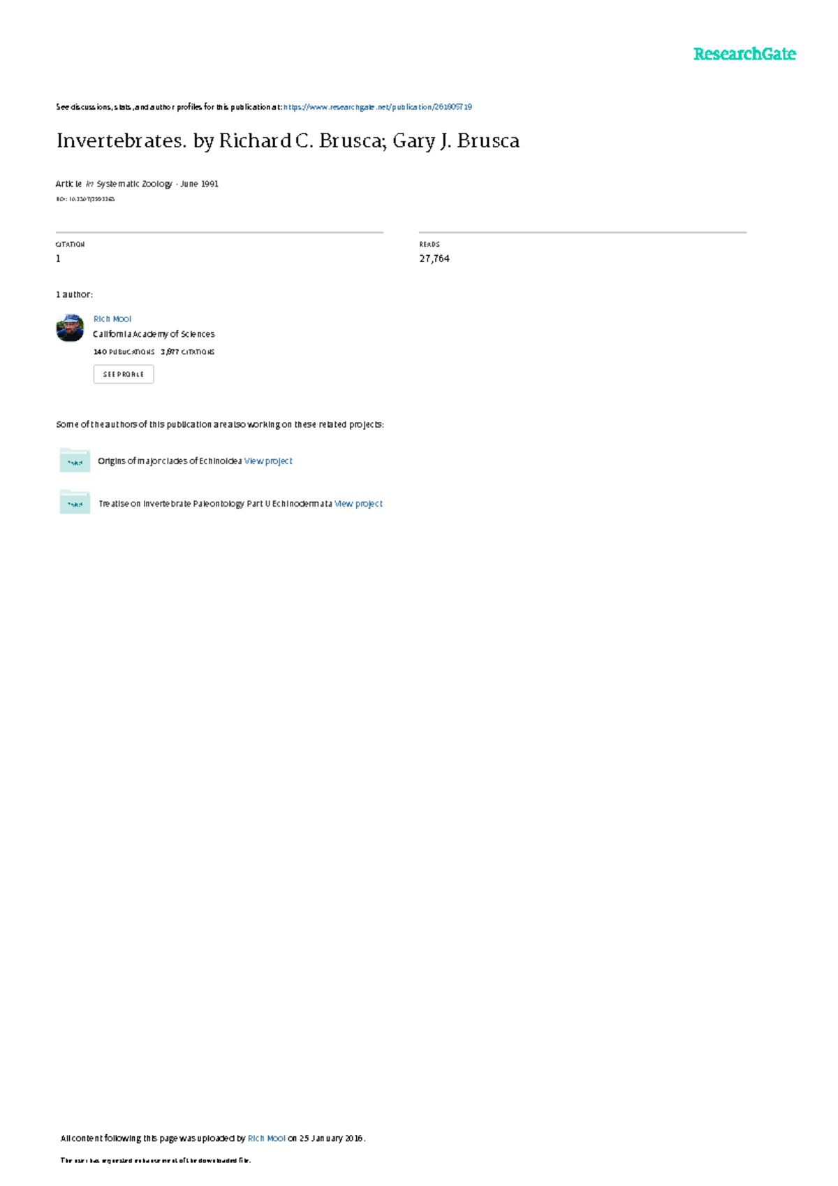 Mooi1991SBreviewof Brusca Invertebrates - See discussions, stats, and ...