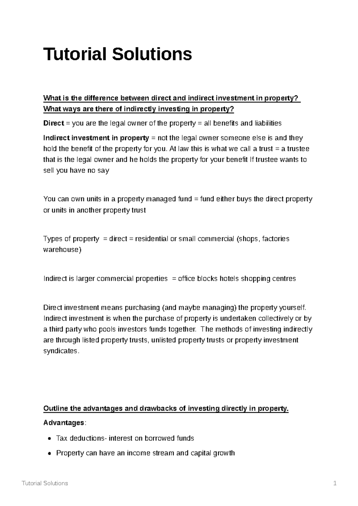 Week 5 Solutions - Tutorial questions - Tutorial Solutions What is the difference between direct ...