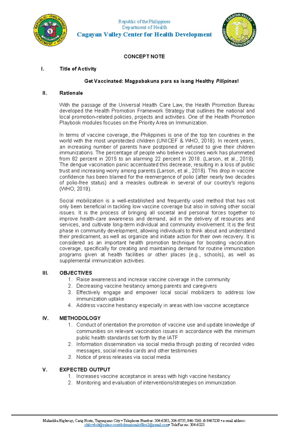 Proposal - Immunization - Department of Health Cagayan Valley Center ...