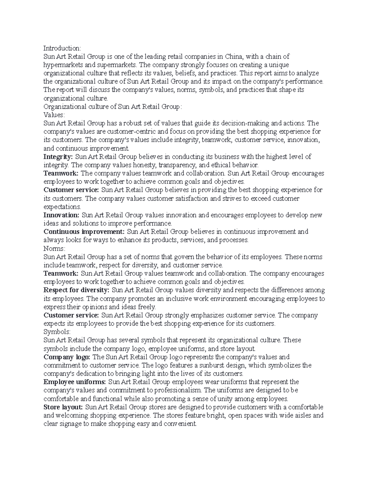 Sun Art Retail Group 14 - Introduction: Sun Art Retail Group is one of ...