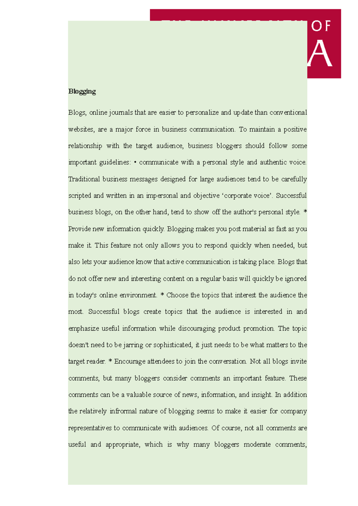 Documents Business - Blogging - Blogging Blogs, online journals that ...