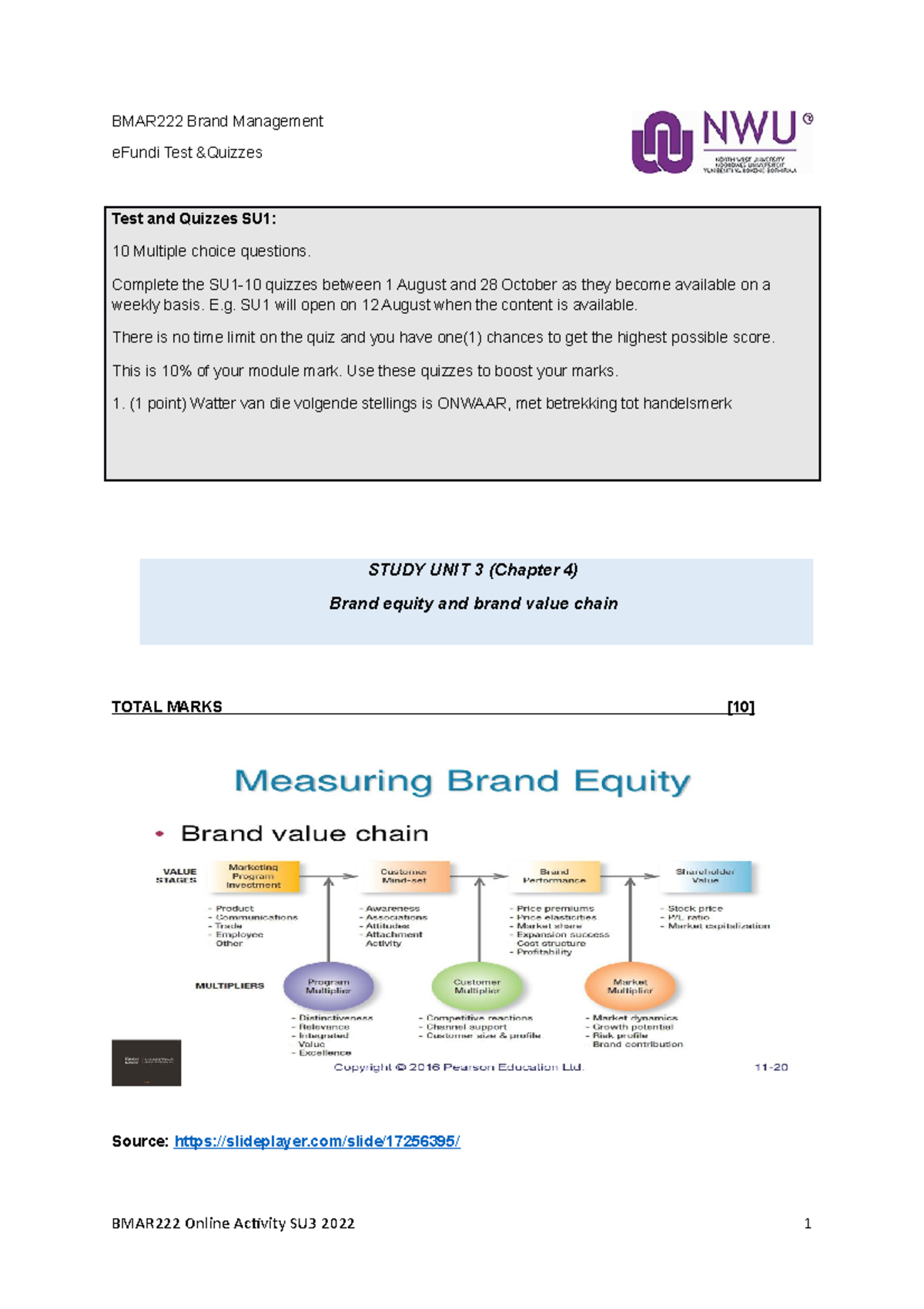 BMAR222 Study Unit Attachment 3 e Fundi online lesson Combined Final ...