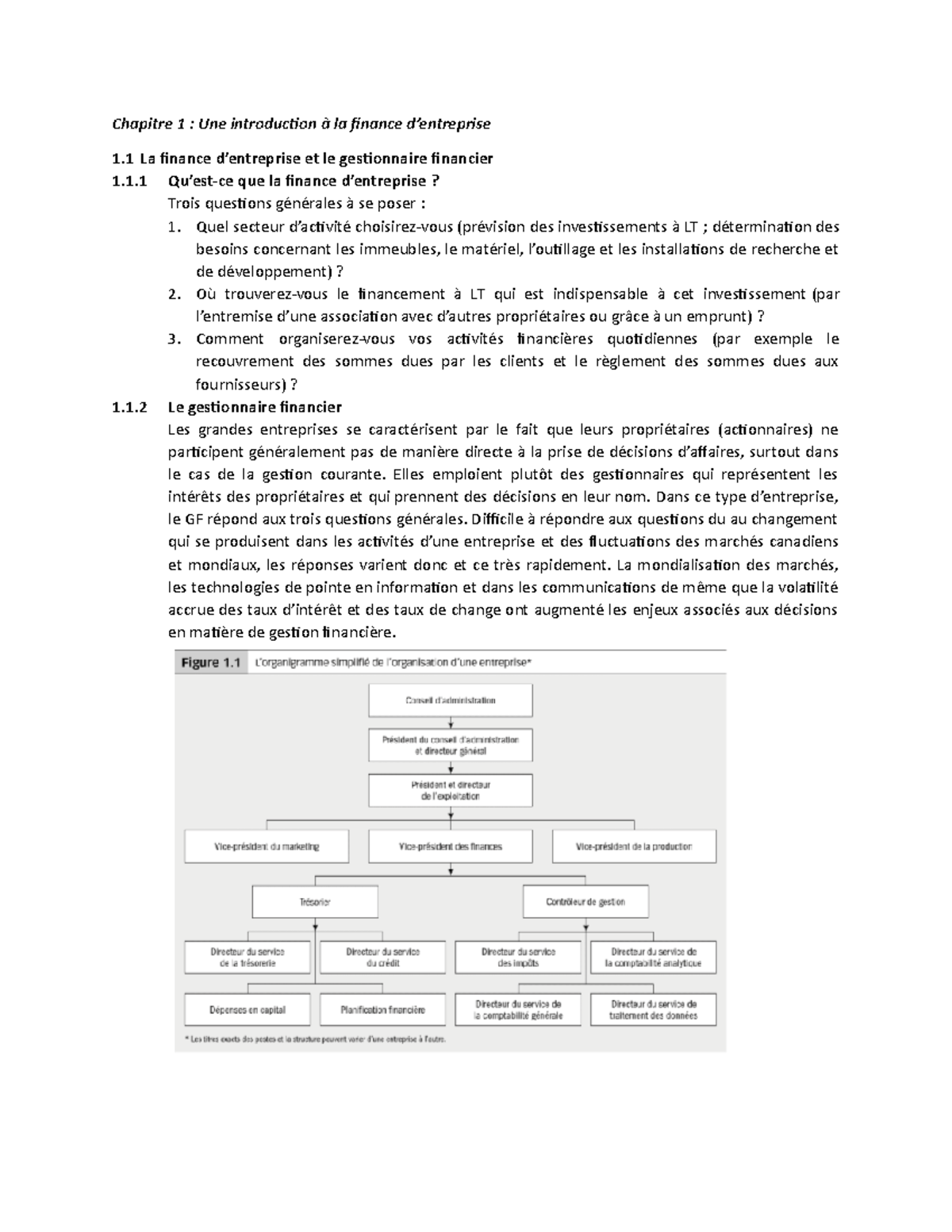 Notes de cours Finance - Résumé chapitre 1 et 7 - Chapitre 1 : Une ...
