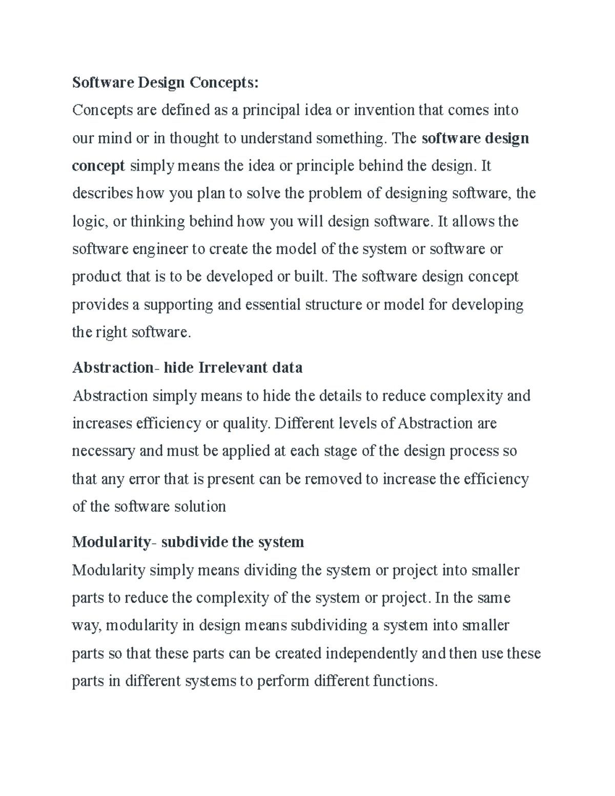 Software Design Concepts - Software Design Concepts: Concepts are ...